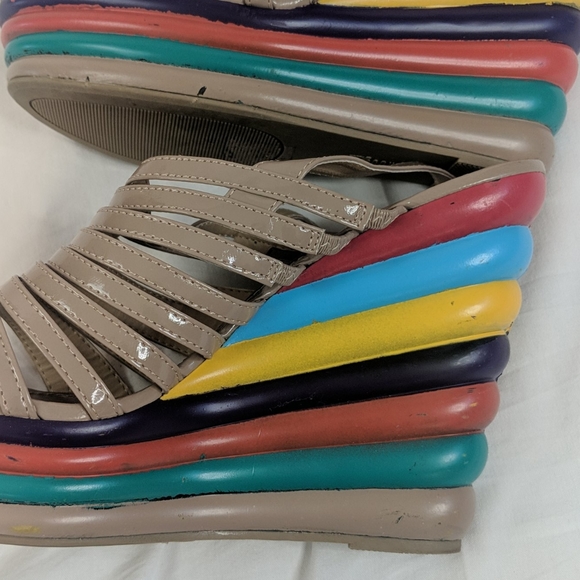 Rouge Helium | Shoes | Rouge Helium Platform Wedge Striped Shoes Sz 1 ...